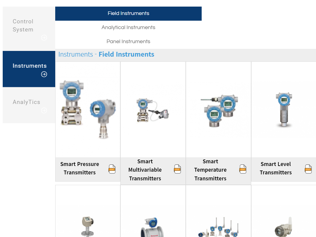 하니웰 - 2차 instruments - 3차 field instruments - (주)더블유이엔지